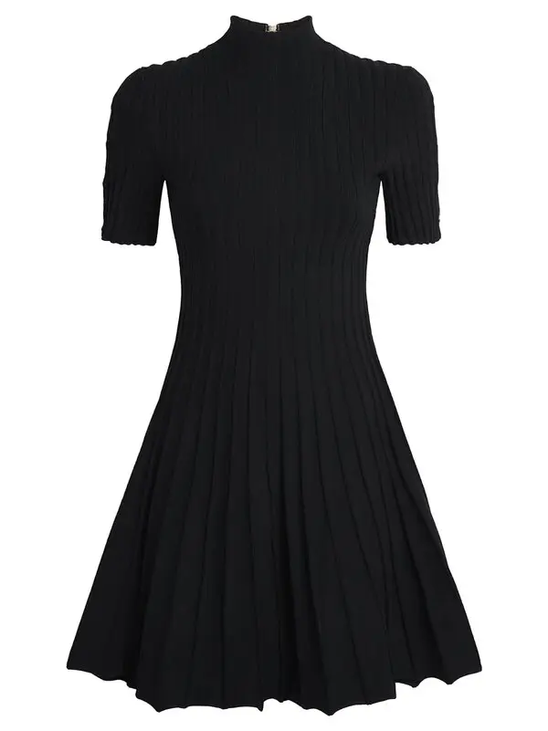 Maje High-neck Knit Mini Dress With Clover Accents - Black