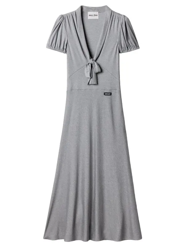 Miu Miu Silk Jersey Midi Dress - Grey
