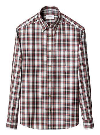 Eton Checked Casual-fit Cotton-twill Shirt - Red