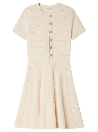 Sandro Short-sleeved Knitted Mini Dress - Vanilla