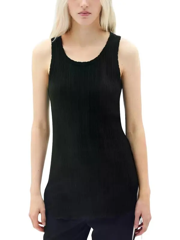 ANN DEMEULEMEESTER Mara Ribbed Scoop Neck Tank Top - Black