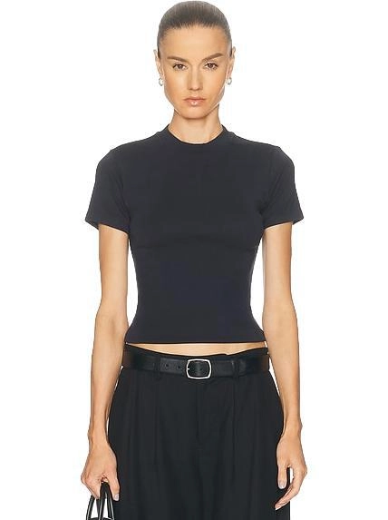 EAVES Bonnie High Neck Baby Tee - Black