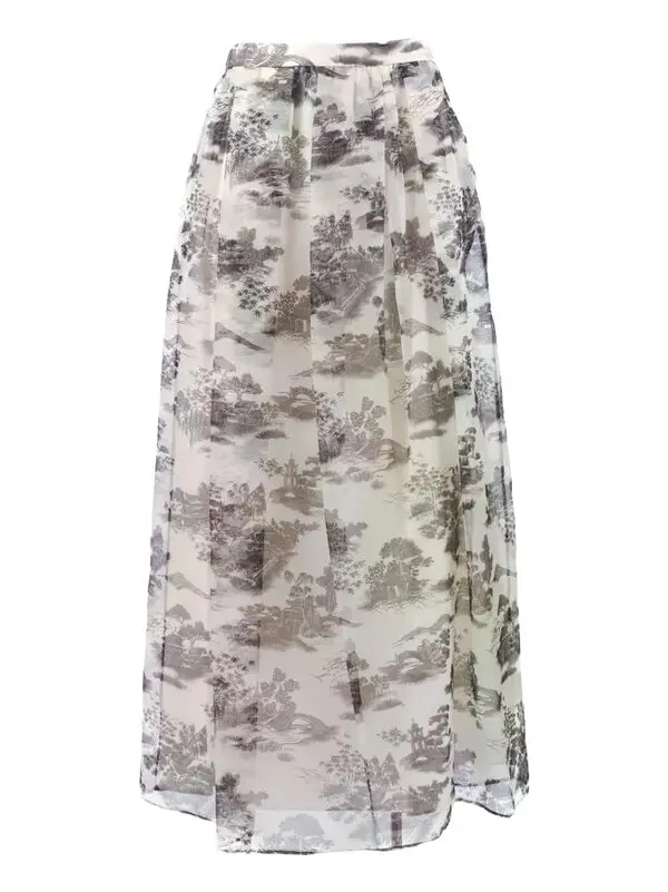 Max Mara Graphic Print Skirt - Neutrals