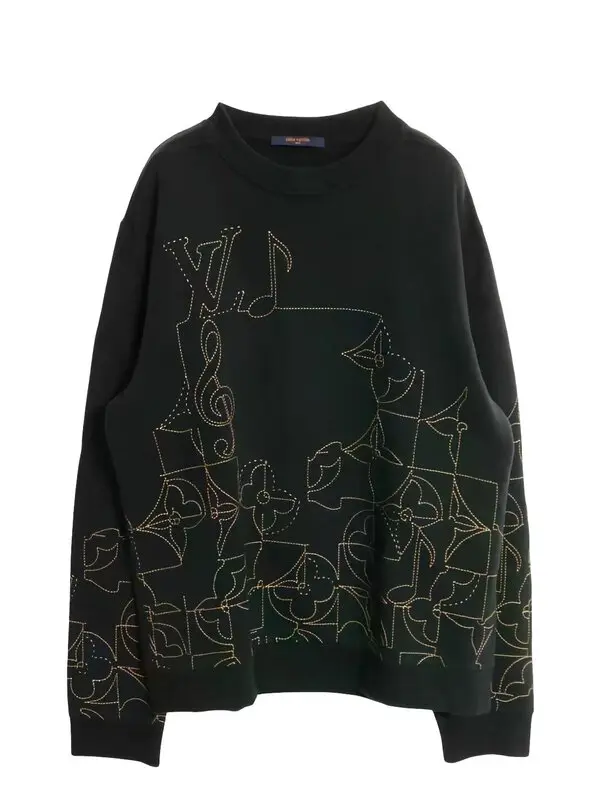 LOUIS VUITTON 2010s Embroidered Sweater - Black