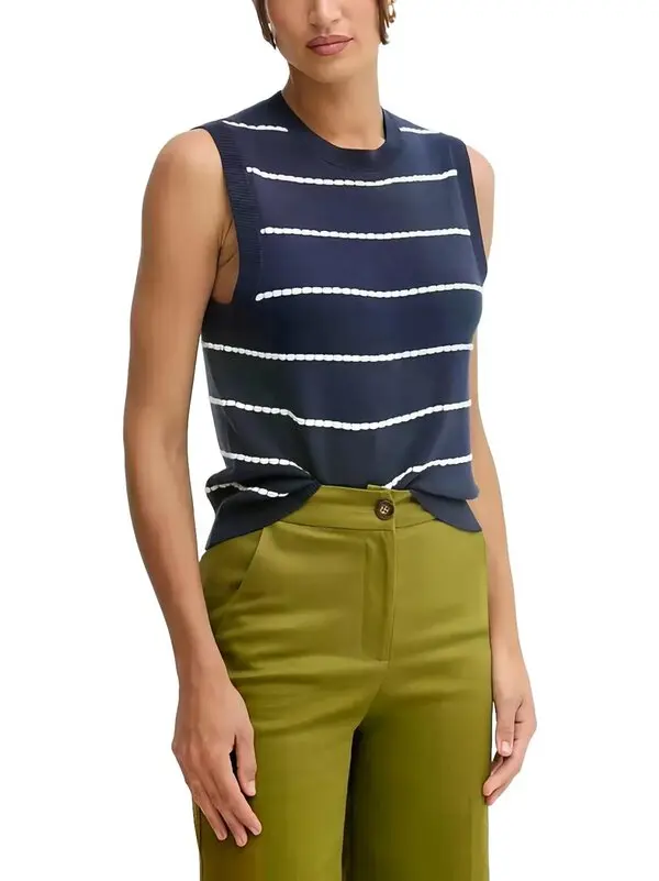BENETTON Sleeveless Striped Knitted Top - Blue
