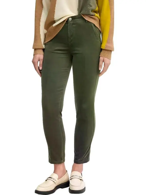BENETTON Corduroy Trousers With Button Closure - Green