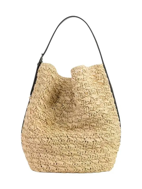 TOTEME Belted Raffia Tote Bag - Neutrals