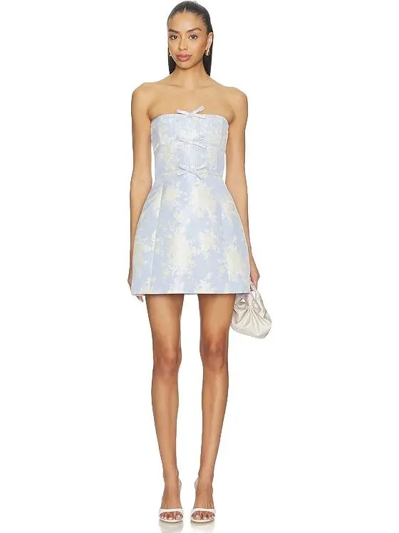 V. CHAPMAN Kimberlina Brocade Corset Dress - Blue