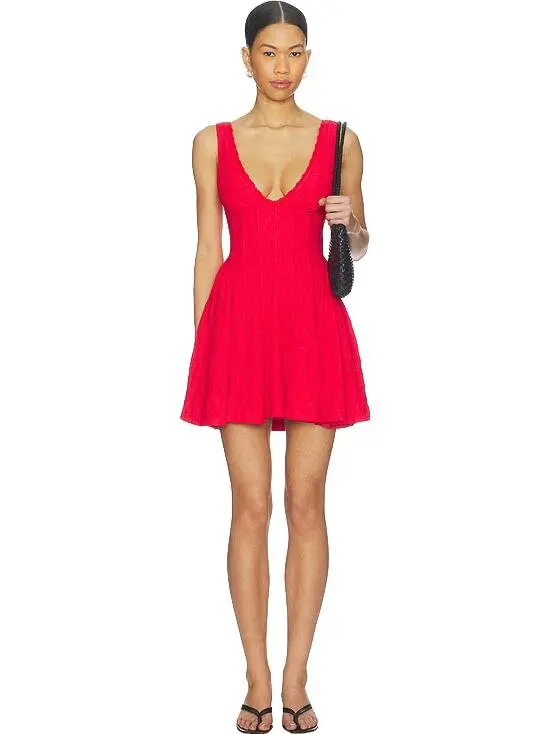 Free People Floral Lace Eyelet Mini Dress - Red