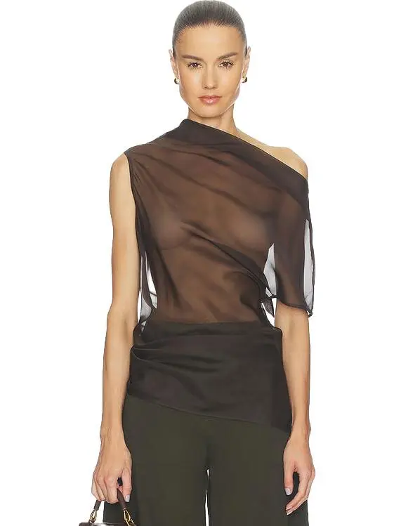 EAVES Saeunn Asymmetrical Top - Brown