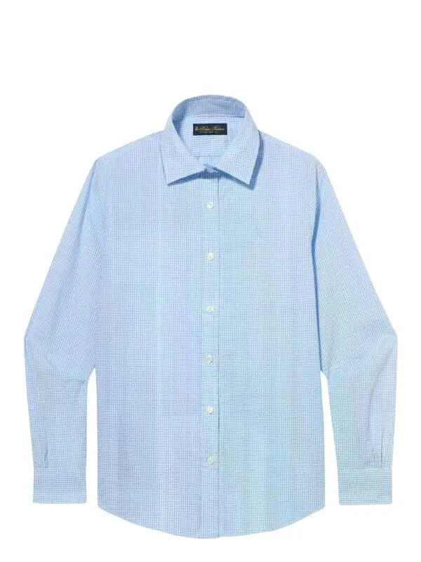 Brooks Brothers Logo-embroidered Micro-checked Shirt - Blue