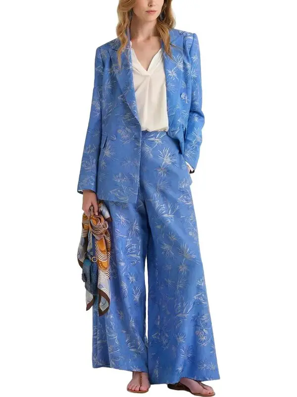 Malìparmi Ramage Print Jacquard Palazzo Pants - Blue