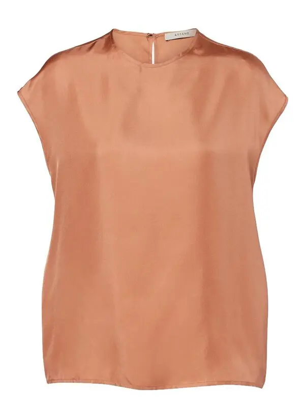 Asceno Dasha Silk Twill Top - Brown