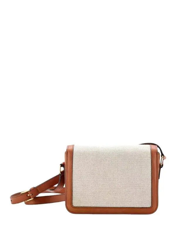 Celine Triomphe Shoulder Bag Canvas With Leather Teen Crossbody Bag - Neutrals