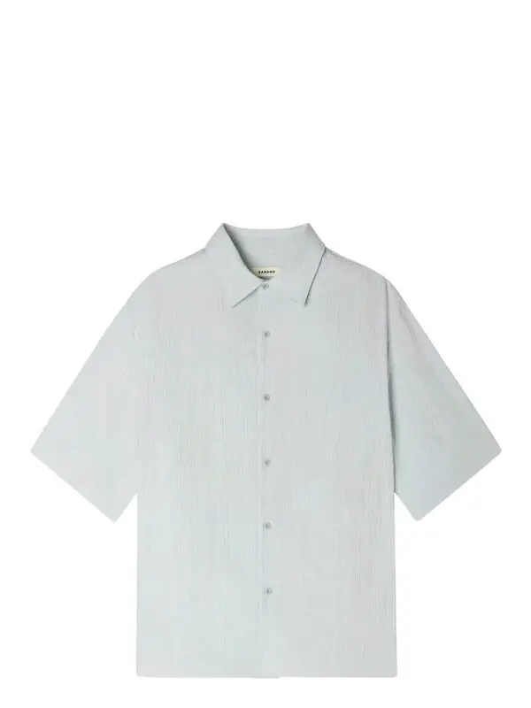 Sandro Crinkled-effect Shirt With Shark Collar - Blue