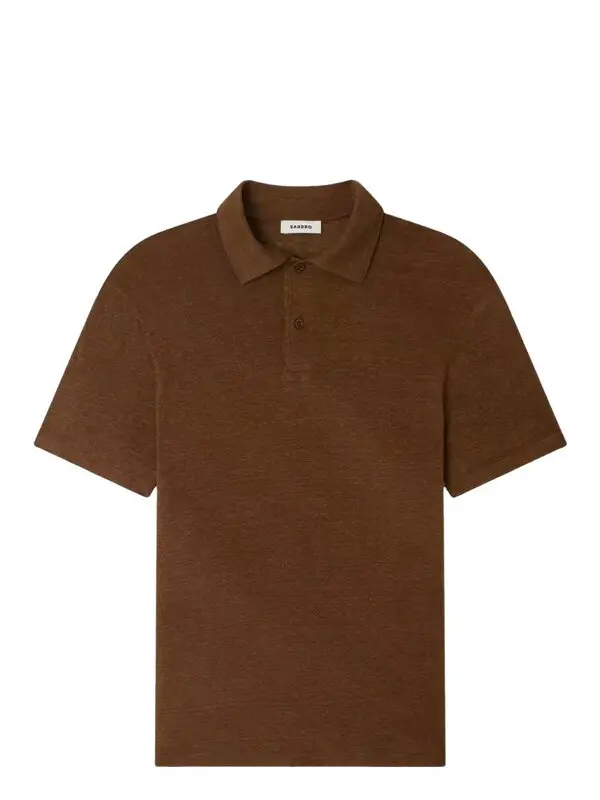 Sandro Linen Polo Shirt - Brown