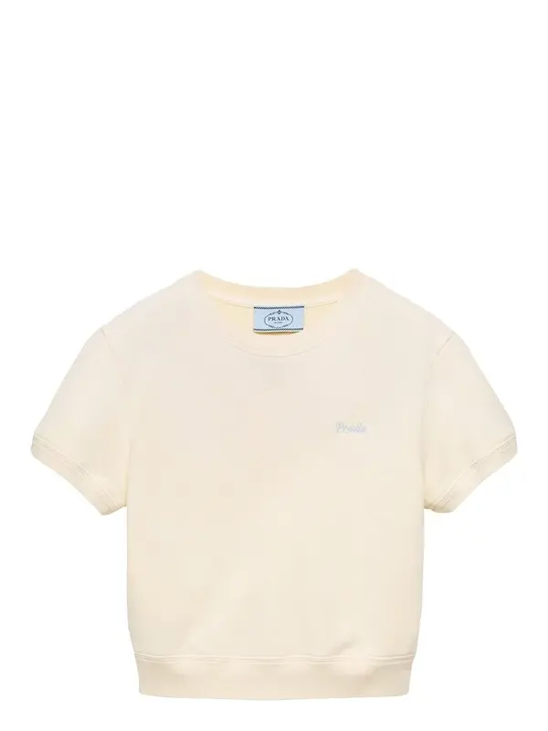 Prada Cotton Fleece Cropped T-shirt - Yellow