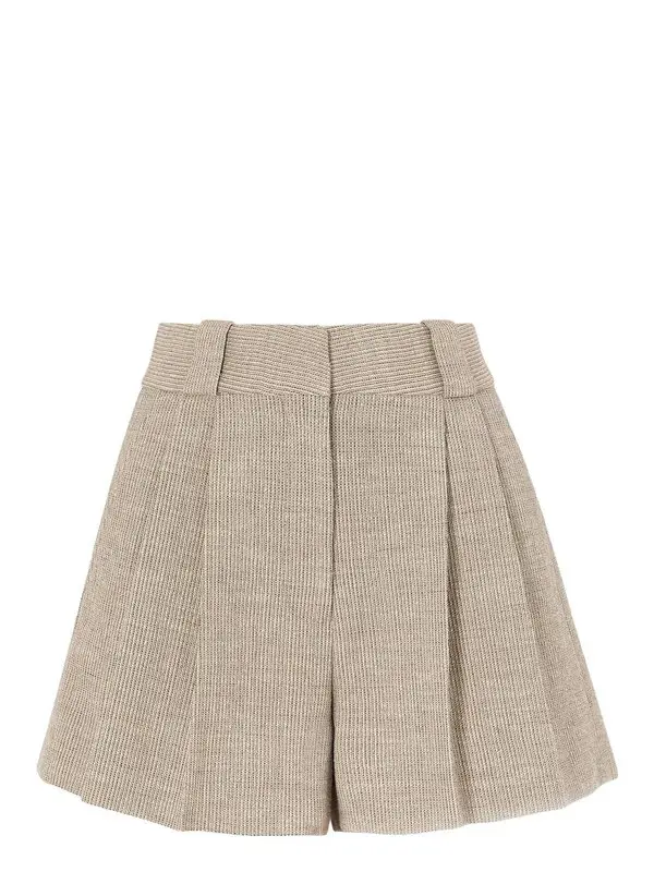 BLAZÉ MILANO Marina Selle Pleated Ribbed Cotton-blend Shorts - Neutrals