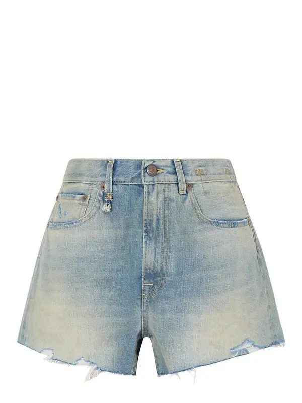 R13 X-bf Frayed Denim Shorts - Blue