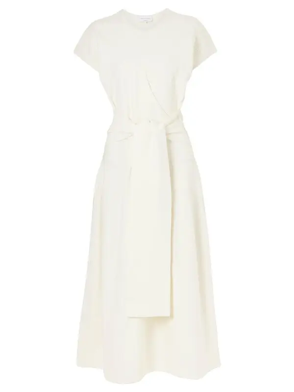 VIOLANTE NESSI Turrel Tie-detailed Jersey Midi Dress - Neutrals