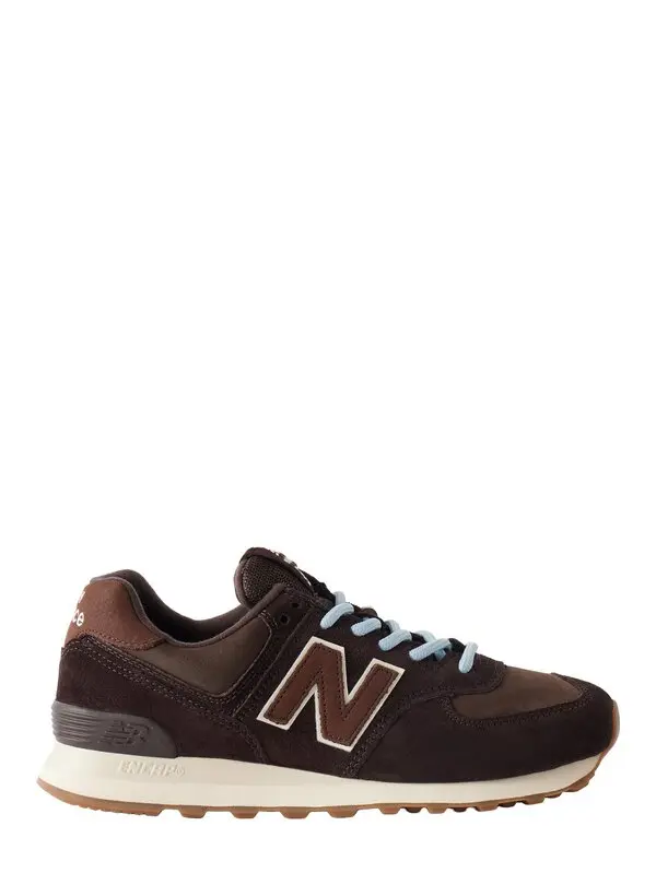 NEW BALANCE 574' Lace-up Suede And Leather Trimmed Sneakers - Brown