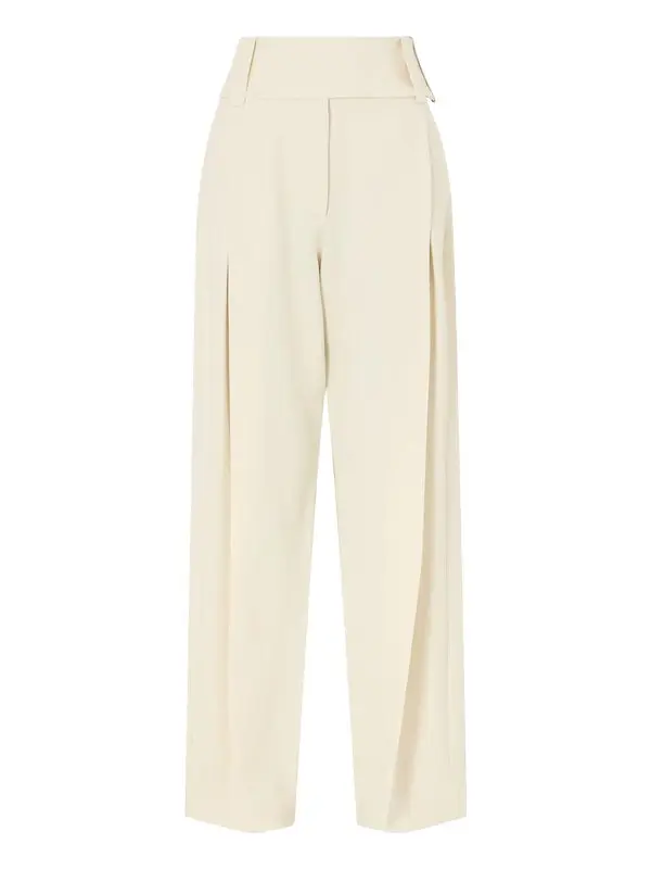 Sportmax Soblo Pleated Woven Wide-leg Pants - Neutrals
