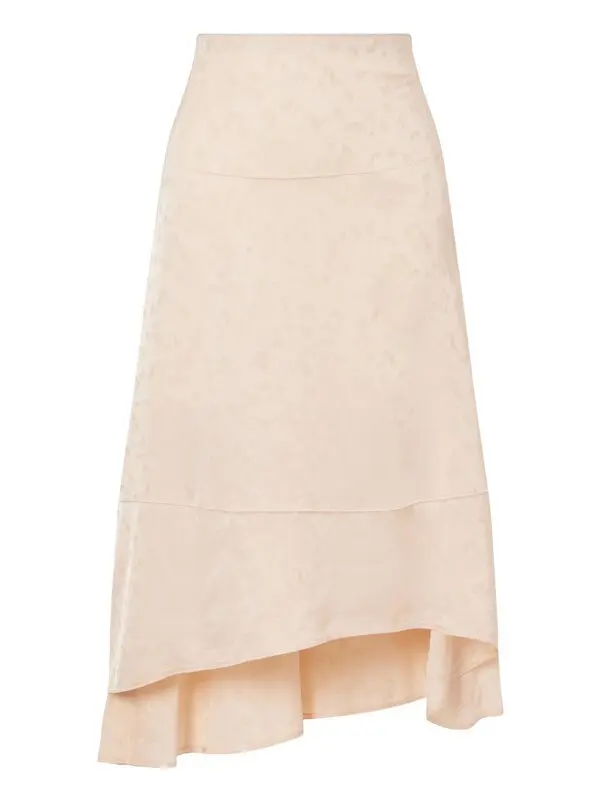 Victoria Beckham Asymmetric Floral-jacquard Satin Midi Skirt - Pink