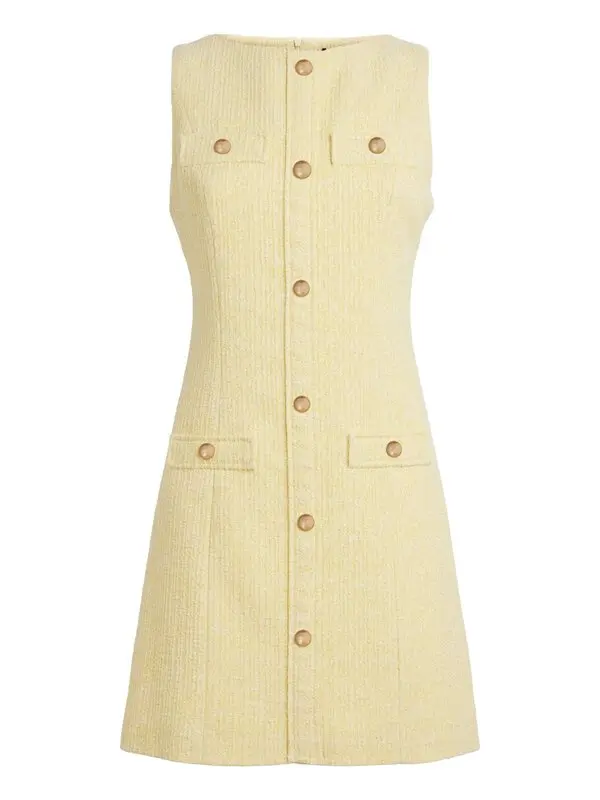 Maje Tweed Tailored Mini Dress - Yellow