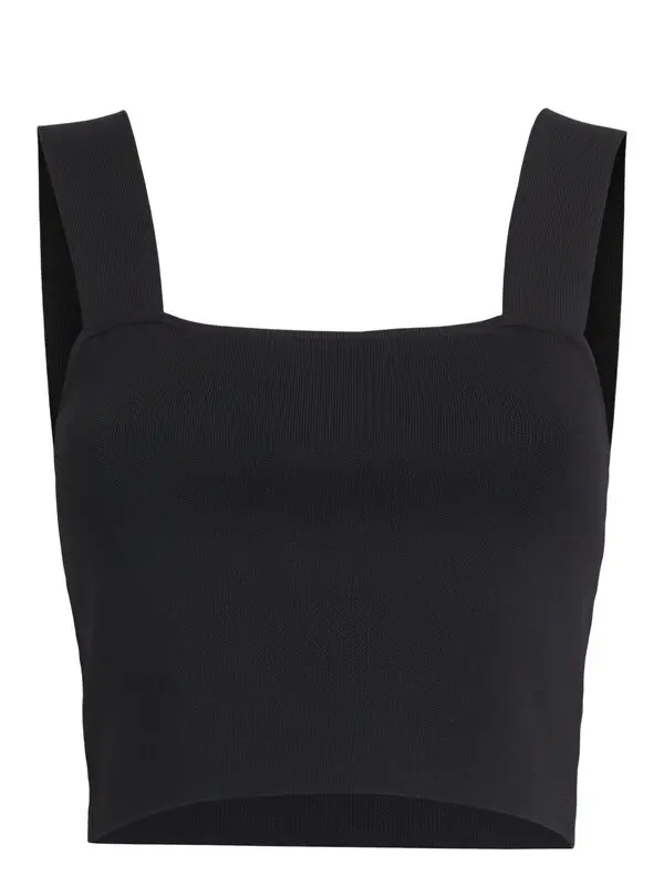 Maje Square Neck Cropped Top With Wide Straps - Black