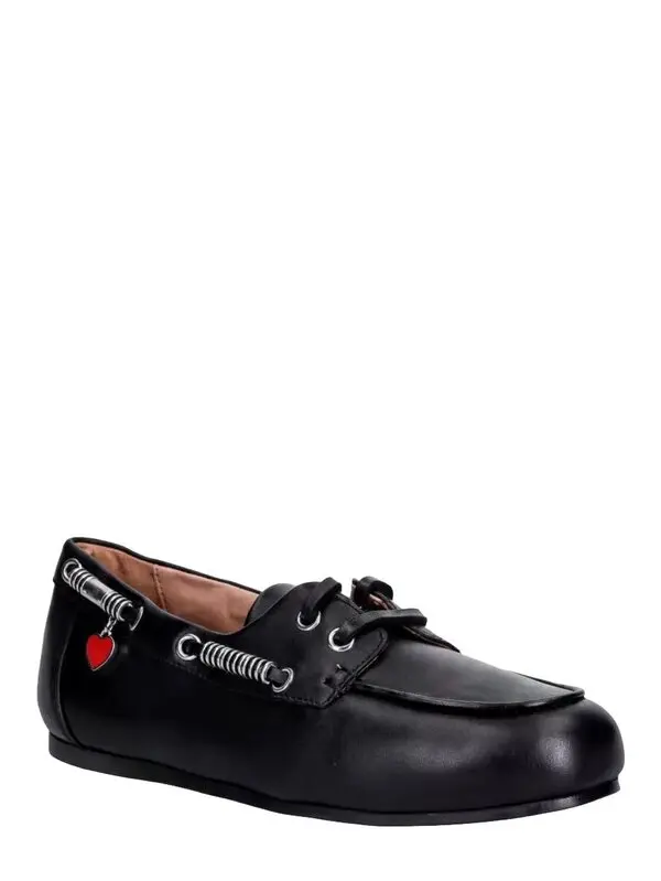 Moschino Heart Appliqué Lace-up Loafers - Black