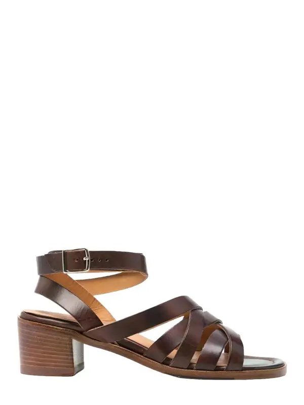 LA BOTTEGA DI LISA Strappy Block Heel Sandals - Brown