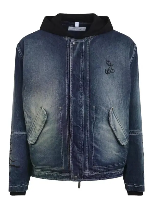 Off-White Hooded Denim Jacket - Blue