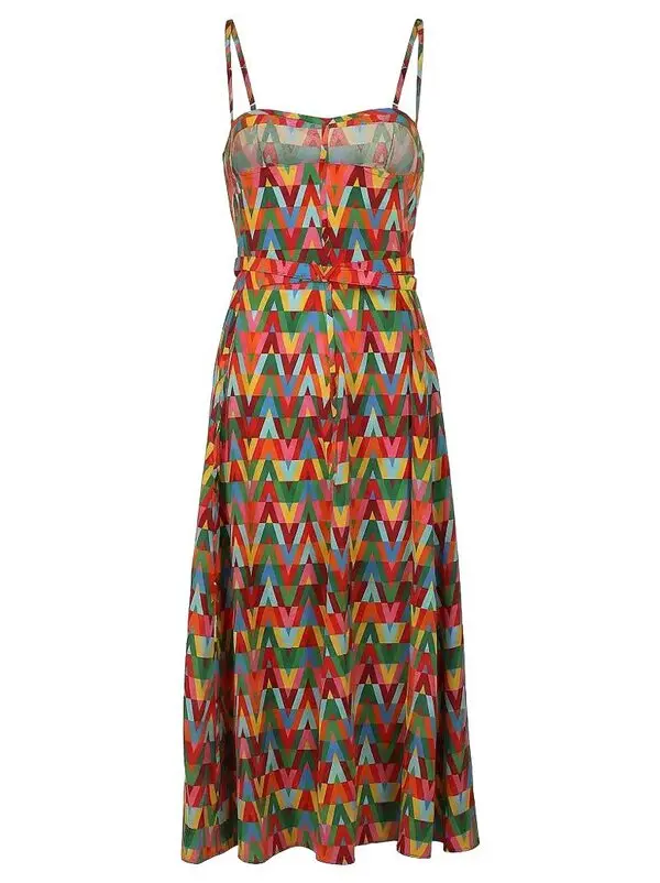 Valentino Garavani Geometric Print Midi Dress - Red