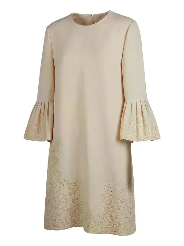 Valentino Garavani Lace Bell-sleeve Mini Dress - Neutrals