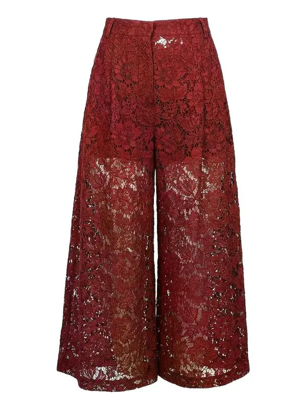 Valentino Garavani Lace Palazzo Pants - Red