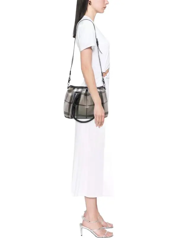 Burberry Small Check Coated Canvas Satchel - Brown