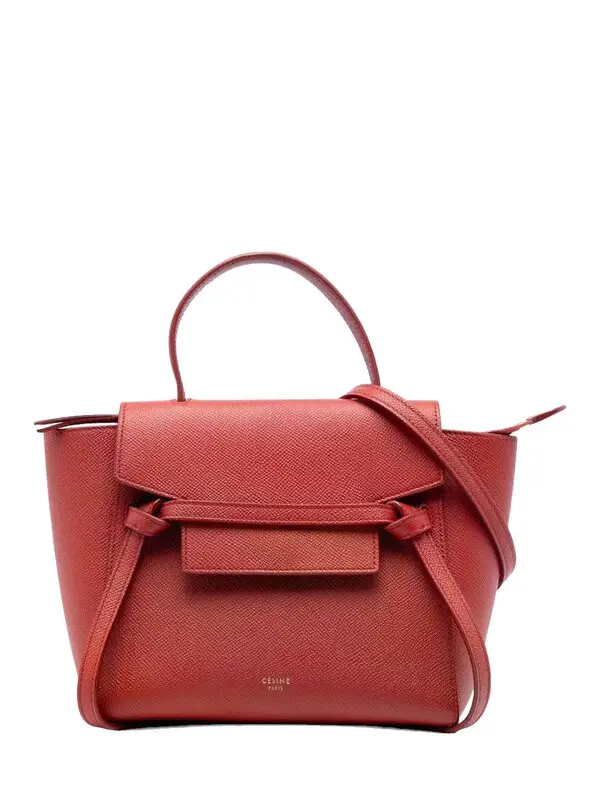 Celine Nano Grained Calfskin Belt Bag Satchel - Red