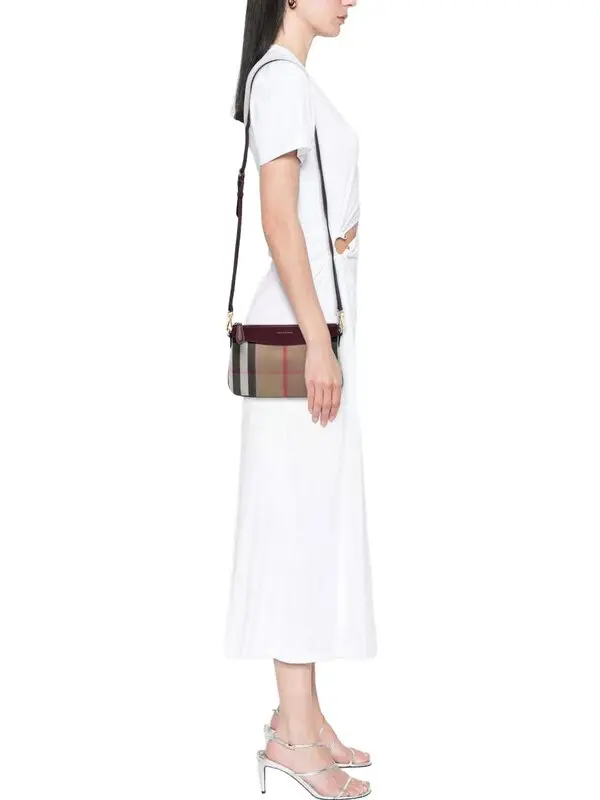 Burberry Peyton Check Canvas Crossbody Bag - Red