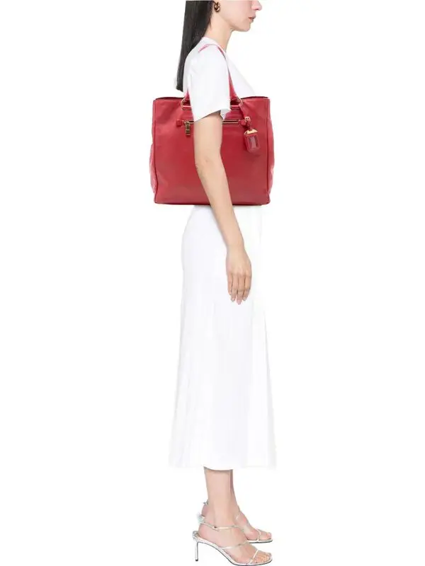 Prada Vitello Daino Open Convertible Tote Satchel - Red
