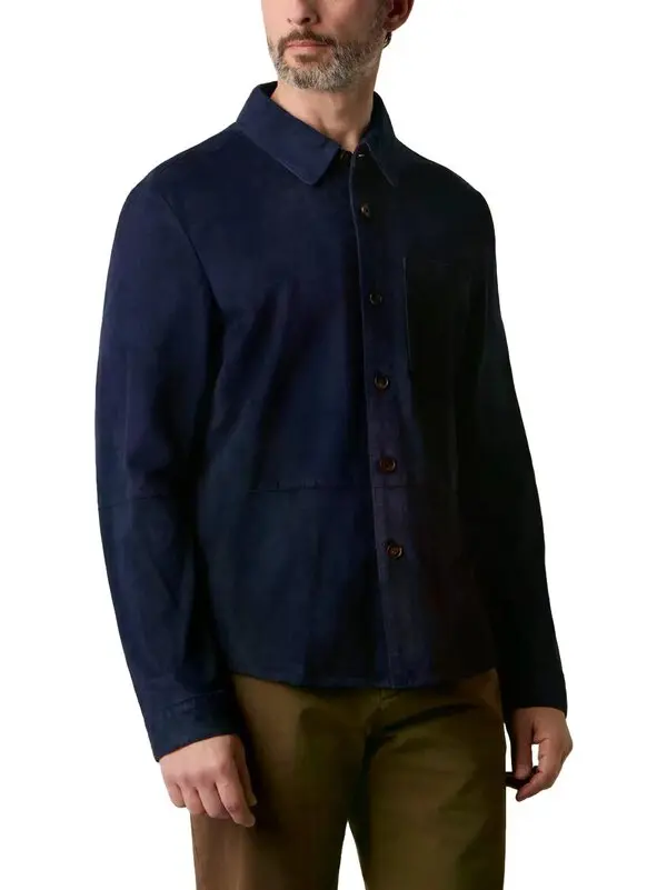 Brooks Brothers Button-up Suede Shirt Jacket - Blue