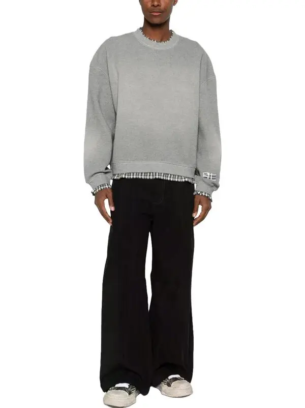 MADFRENZY Double-button Wide Leg Trousers - Black