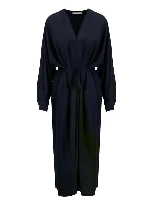 Harris Wharf London V-neck Tie-waist Midi Skirt - Blue