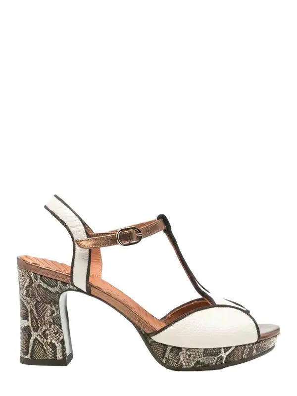 Chie Mihara T-strap Snakeskin Sandals - Brown