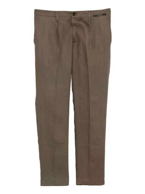 MICHAEL COAL Taupe Pleated Trousers - Brown
