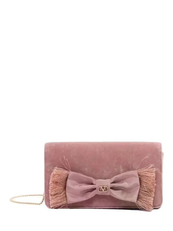 Valentino Garavani Vlogo Signature Bow Detail Clutch Bag - Pink