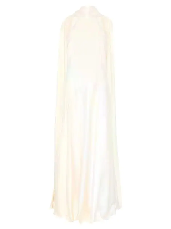 Solace London Cece Maxi Dress With Pearl Cape Detail - Neutrals