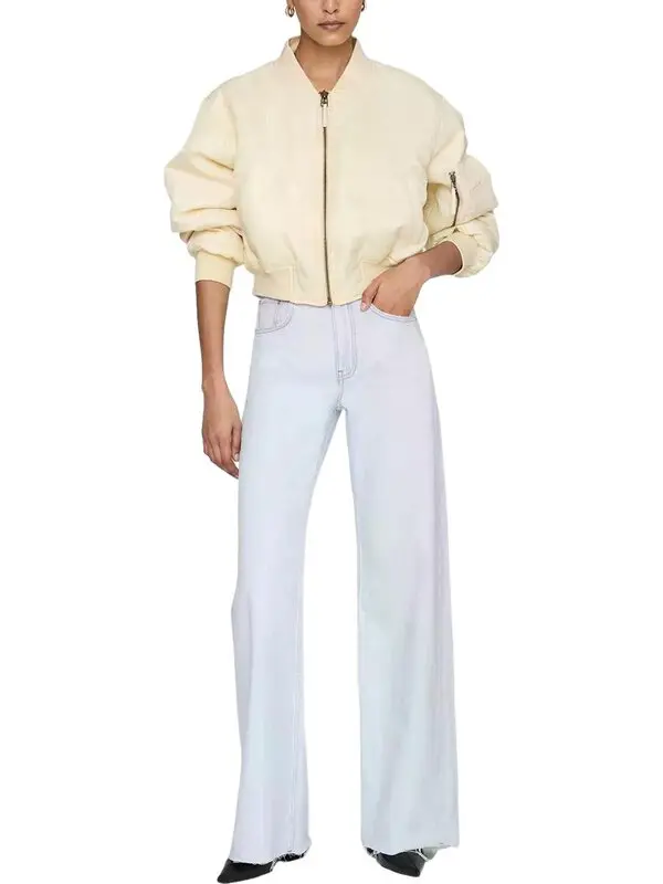 ANINE BING Cropped Bomber Jacket - Neutrals