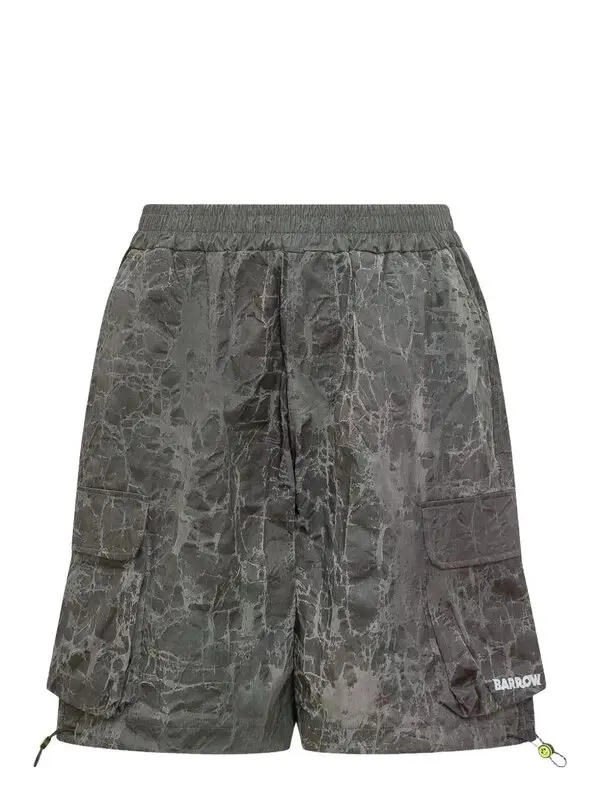 BARROW Gabardine Cargo Shorts With Crinkled Effect - Grey
