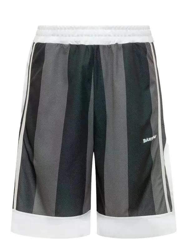 BARROW Vertical Stripe Mesh Shorts - Black
