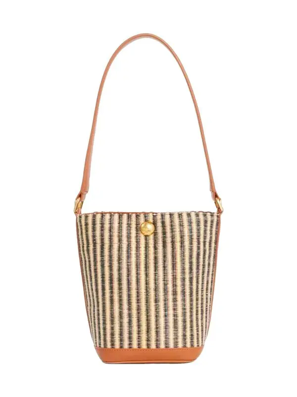 Lacoste Striped Appliqué Bucket Bag - Neutrals